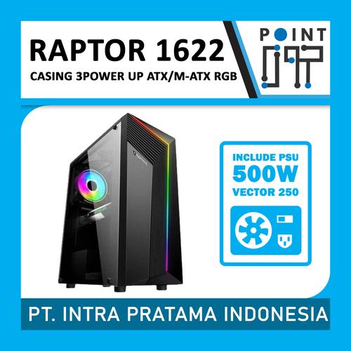 Jual Casing PC Gaming Raptor 1622 PSU 500W ATX Case with Stripe RGB ...
