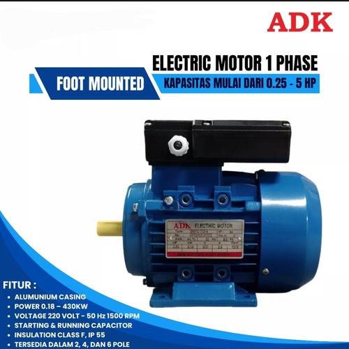 Jual dinamo listrik Adk 1 HP 220v 1phase // Elektro motor listrik 1 HP ...