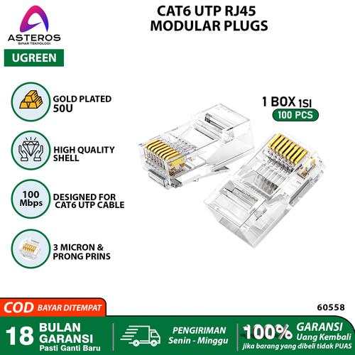 Jual konektor Rj45 UGREEN Cat 5e Cat 6 UTP Full Tembaga Modular isi ...
