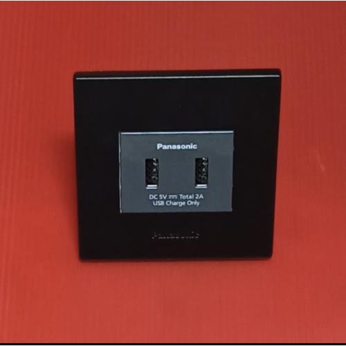 Jual STOP KONTAK PANASONIC HITAM USB CHARGER DUAL MODEL STYLE DINDING ...