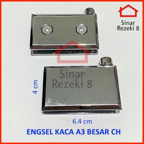 Jual Engsel Kaca A3 Besar Chrome CH Plat Siku Pivot Lemari Jepit Pintu ...