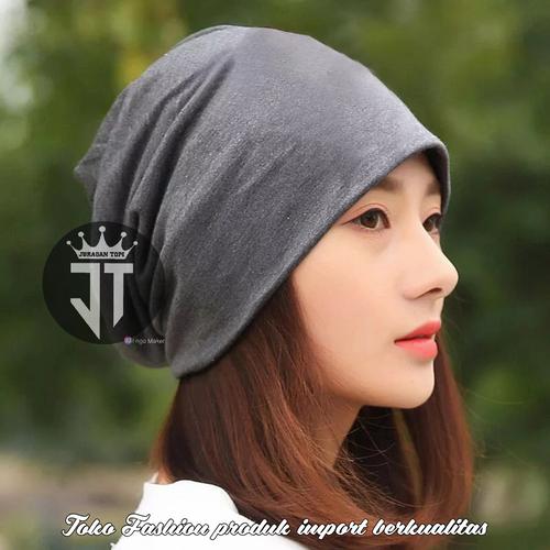 Jual Topi Kupluk Bannie Uniseks Fashion musim panas - Abu abu - Pink ...
