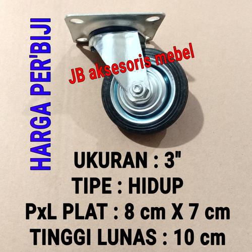 Jual RODA GEROBAK TROLY TROLI 3" (HIDUP) / RODA KASTOR CASTOR CASTER 7 ...