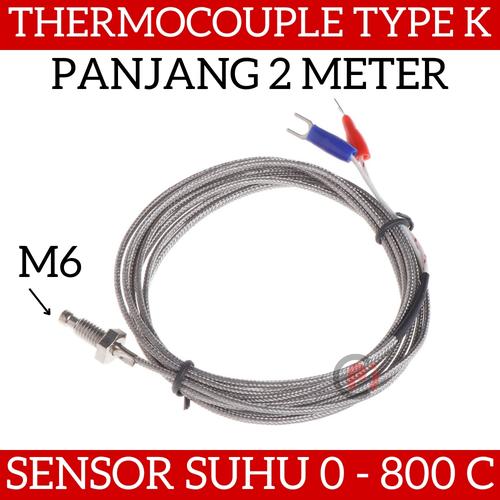Jual Thermocouple K Temperature Probe Sensor M6 Suhu Temperatur 2 Meter ...