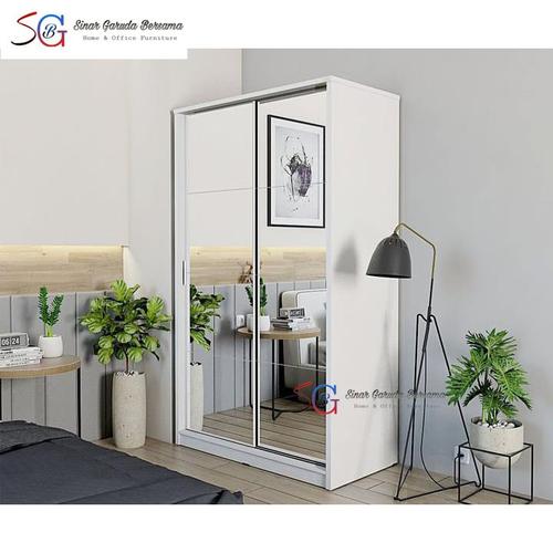 Jual [3 PILIHAN WARNA] LEMARI PAKAIAN SLIDING CERMIN FULL 2 PINTU SIENA ...
