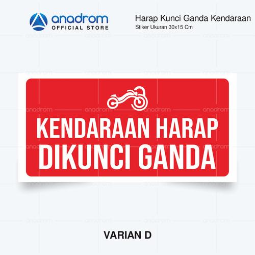 Jual Stiker Peringatan Kunci Ganda Sepeda Motor | 30 x 15 cm | Anadrom ...