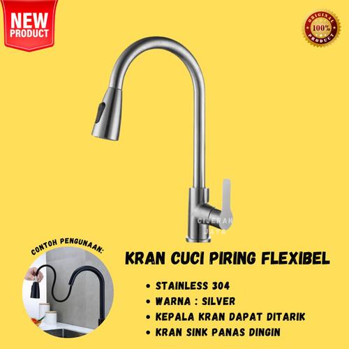 Jual KRAN SINK ANGSA CUCI PIRING MODEL TARIK STAINLESS FLEXIBEL / KERAN ...