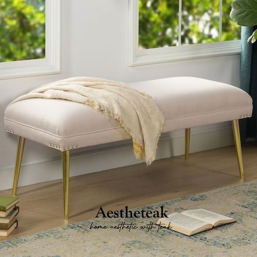 Jual SOFA BENCH / STOOL PANJANG MINIMALIS KAKI GOLD STAINLESS STEEL ...