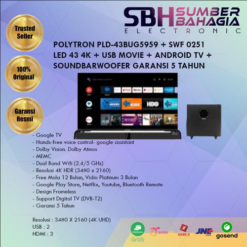 Jual POLYTRON PLD-43BUG5959 + SWF 0251 LED 43 4K + USB MOVIE + ANDROID TV - Kota Bandung ...
