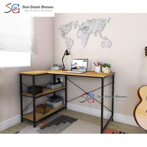 Jual MEJA KERJA MEJA BELAJAR SERBAGUNA KAKI BESI MODEL L PANEL MDF ...
