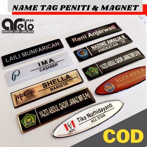 Jual papan nama name tag nama dada peniti kuningan akrilik stainles ...