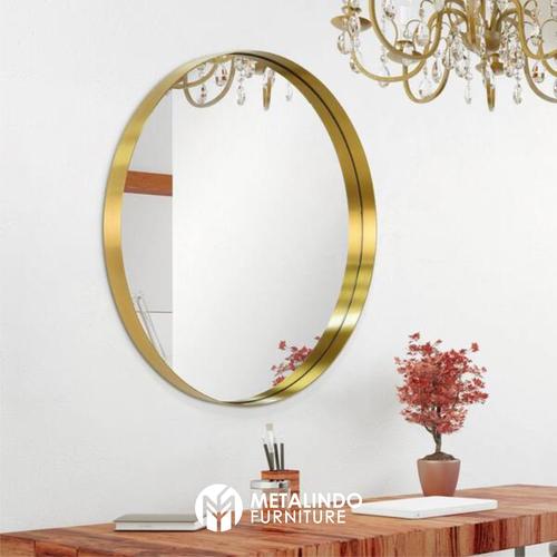 Jual frame cermin bulat stainless gold, frame mirror minimalis modern ...