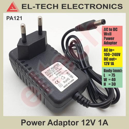 Jual 12V 1A AC-DC Adaptor Power Supply Catu Daya Pasang Dinding - Tipe ...