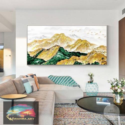 Jual pajangan dinding lukisan gunung emas texture modern art hiasan ...