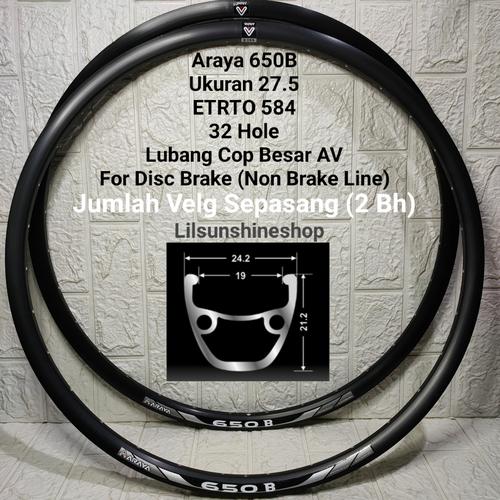 Jual Velg Rims 27.5 ARAYA 650B Rim 32 Hole ETRTO 584 Disc Brake Double ...