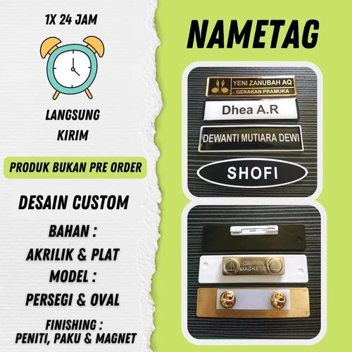 Jual Nametag 1x24 Jam jadi/Nametag Oval/Nametag Plat/Nametag Akrilik ...