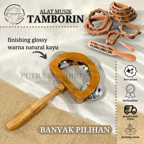 Promo Tamborin Kayu Gagang Alat Musik Perkusi Tambourine Kecrekan - Kab ...