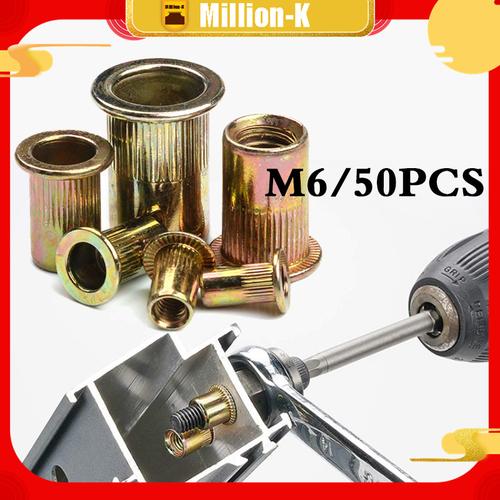 Jual 50PCS M6 Mur Rivet Nut Rivnut Kuning Besi Carbon Steel Nutsert Tanam - 50PCS - Kota ...