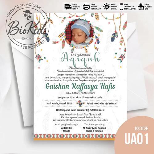 Jual [30 Desain Favorit] Undangan Aqiqah Tema Bayi Laki-Laki Uk. 11x15 cm - UA01 - Kota Makassar ...