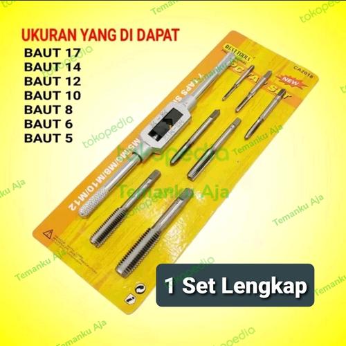 Jual Hand Tap Set 8 Pcs M3-M12 Termasuk Gagang Stang Buat Drat Lubang ...