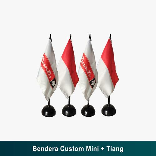 Jual Cetak Bendera Meja Custom + Set Tiang Mini - Kain Satin, Tali ...
