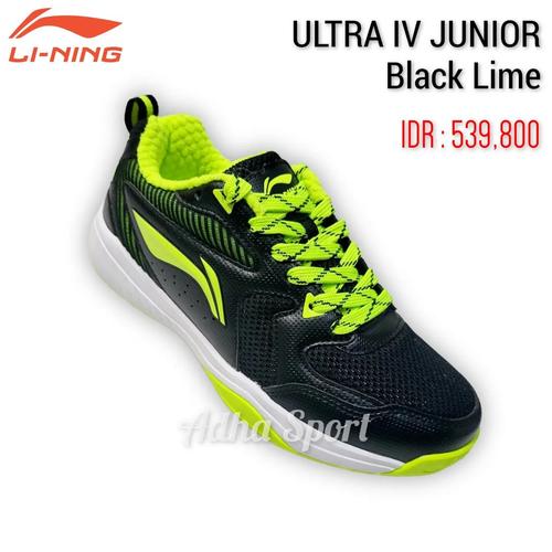 Jual Sepatu Badminton Lining ULTRA IV / 4 Junior Black Lime Original ...