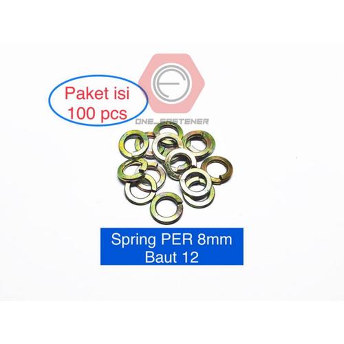 Jual 100 pcs Ring PER M8 Kuning baut kunci 12 Spring Washer 8mm patah ...