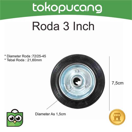 Jual Roda saja 3" Roda gerobak Troli Karet 3 inch Roda Trolley Wheel ...
