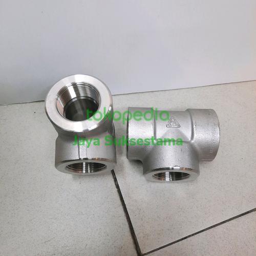 Jual Tee Stainless SS 304 class 3000 Drat NPT 1 1/2" inch Socket Weld ...