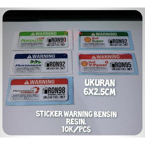 Promo Sticker TIMBUL Resin Warning Unlead Fuel Only Bensin Oktan Ron ...