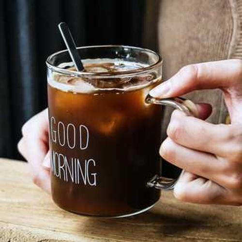Jual Cups Gelas Glass Kopi Coffee Tea Mug Desain Motif Good Morning 400 ...