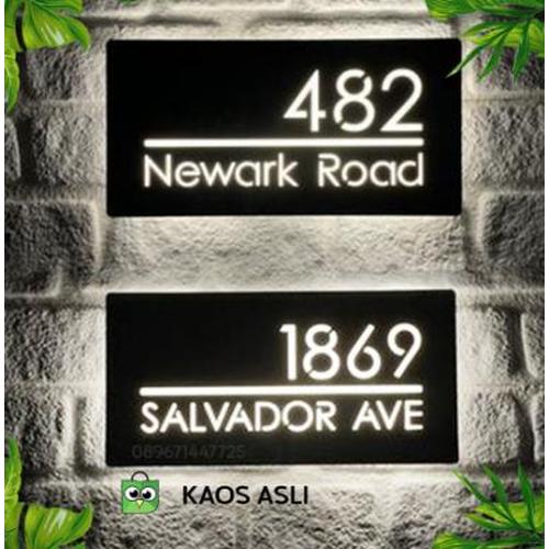 Jual Custom Papan Nomor Rumah Lampu LED 50x25cm - Kota Yogyakarta ...