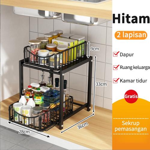 Jual Rak Dapur Bawah Wastafel Lemari Keranjang Geser Laci Besi Jari ...