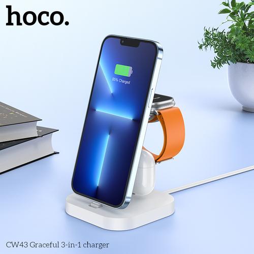 Jual HOCO CW43 Graceful 3 in 1 Charger Apple Watch Airpods iPhone ...