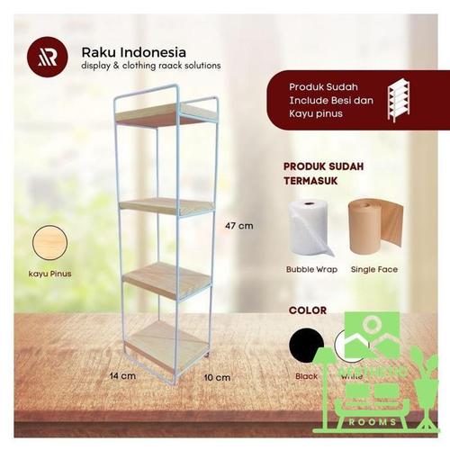 Jual Sale, ROMA - rak susun 4 mini tiang besi dengan ambalan kayu - rak ...