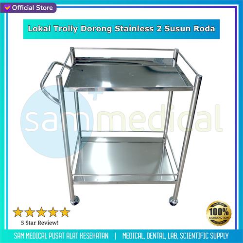 Promo Lokal Trolly Dorong / Meja Instrumen Stainless 2 Susun Roda Cicil ...