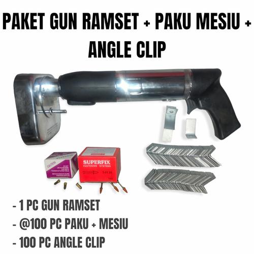 Jual PAKET ALAT MESIN TEMBAK PAKU BETON GUN RAMSET FASTENING GUN MESIU ...