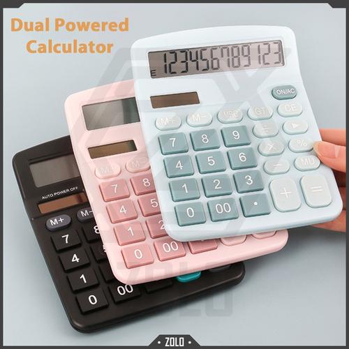 Promo [zolo] DEXIN Kalkulator Warna Pastel Dual Power Solar Panel 12 ...