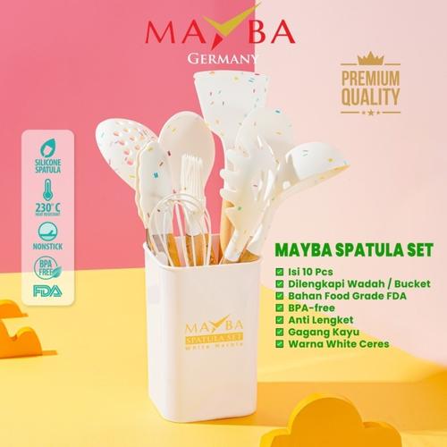 Jual SPATULA SILIKON SET MAYBA Aesthetic White Sutil silicone 10pcs FDA ...