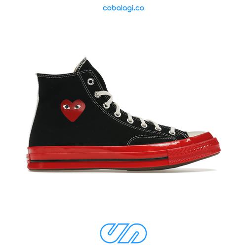 Jual Converse 70s Hi x CDG Play Black Red Sole One Heart Pristine Red ...