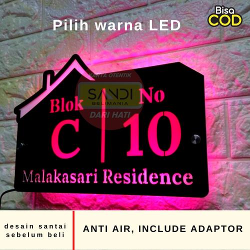 Jual PAPAN NOMOR RUMAH LED ACRYLIC NOMER RUMAH LED NO RUMAH MENYALA ...