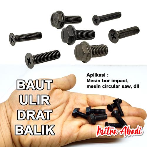 Jual Baut Ulir Kepala Bor Drat Balik Bor Mesin Potong - 5 x 22 mm ...