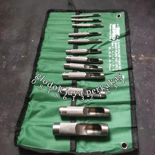 Jual wipro set mata plong pembolong kulit hollow punch 12 pcs 15 pcs ...