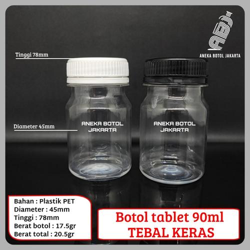 Jual Botol tablet 90 ml bulat tebal keras / Botol kapsul 90 ml bulat ...