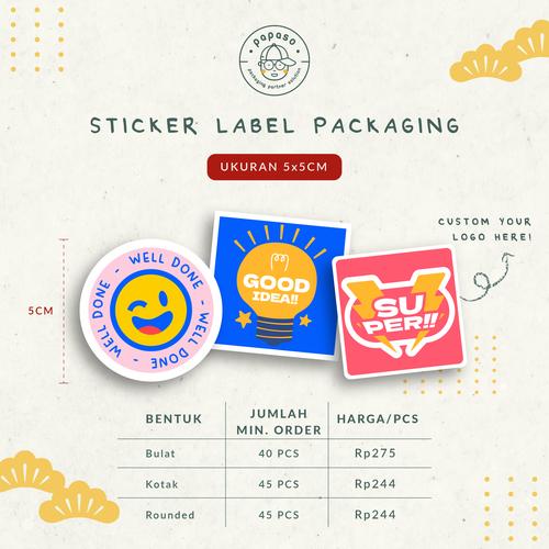 Jual Sticker Label 5x5cm/Stikcer Kemasan Makanan/Sticker Bulat Kotak ...