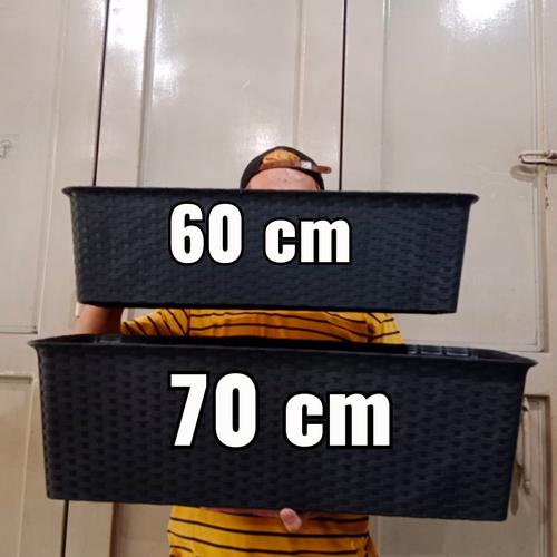 Jual pot rotan panjang 60 cm, pot bunga persegi panjang,pot motif warna ...
