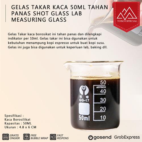 Jual GELAS TAKAR KACA 50ML TAHAN PANAS SHOT GLASS LAB MEASURING GLASS ...