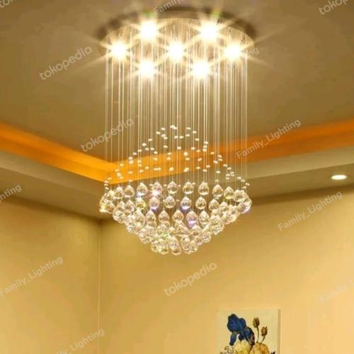 Jual Lampu plafon krystal/Lampu hias gantung/Lampu void D.50cm H.80cm ...