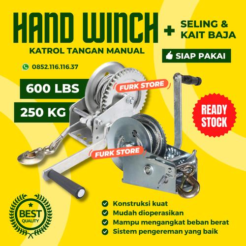 Jual Hand Winch 600LBS + Seling dan Kait, Katrol Seling, Boat Winch ...
