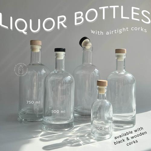 Jual Botol kaca liquor bottle - tutup cork - 750ml, Black Cork - Kab ...